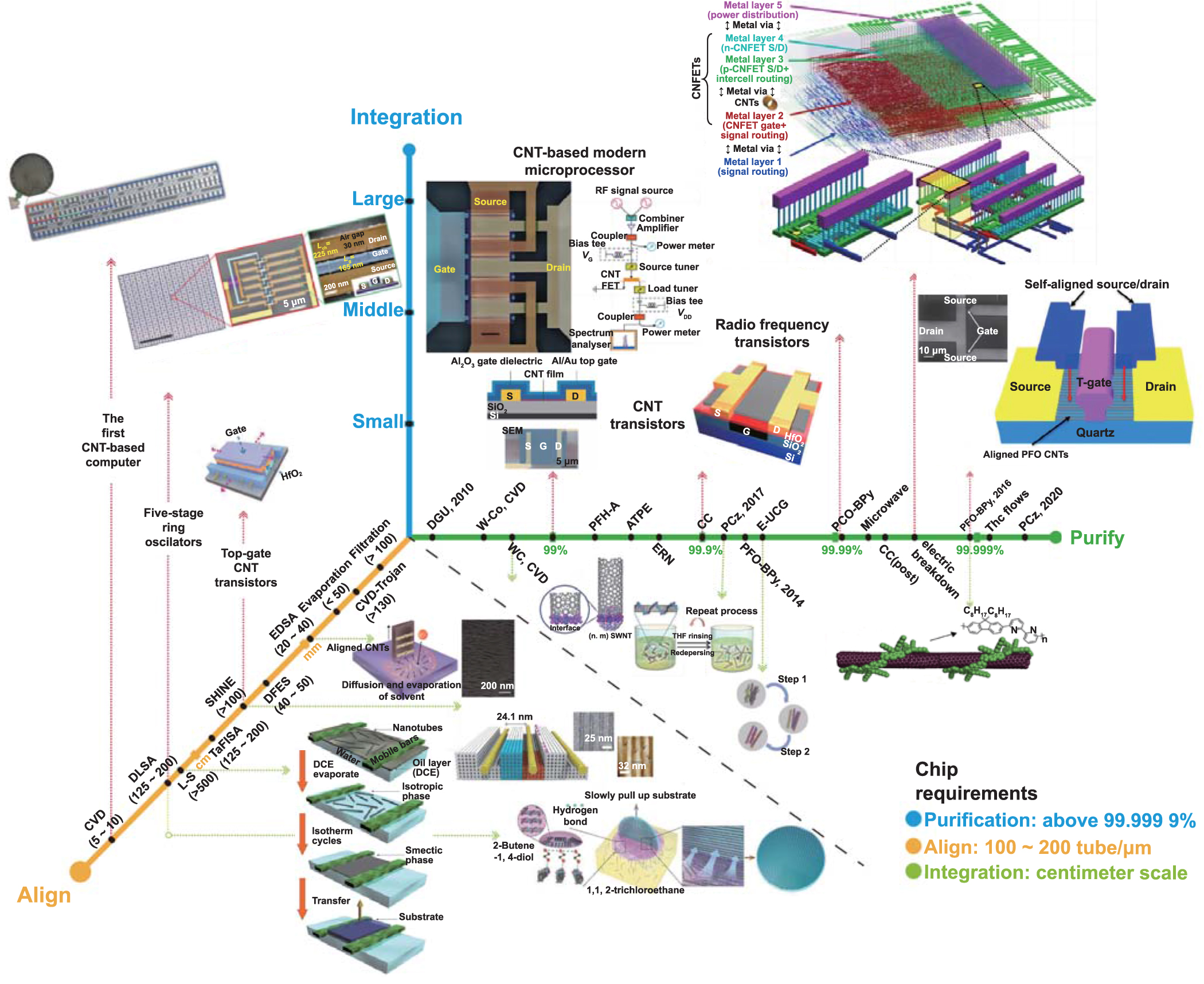 Carbon nanotube integrated circuit technology: purification, assembly ...