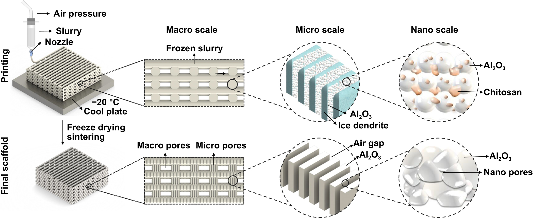 Cryogenic 3D printing of damage tolerant hierarchical porous ceramics - IOPscience