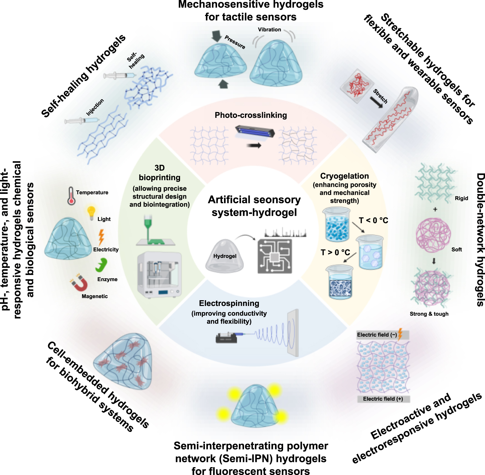 Hydrogel fabrication techniques for advanced artificial sensory systems ...