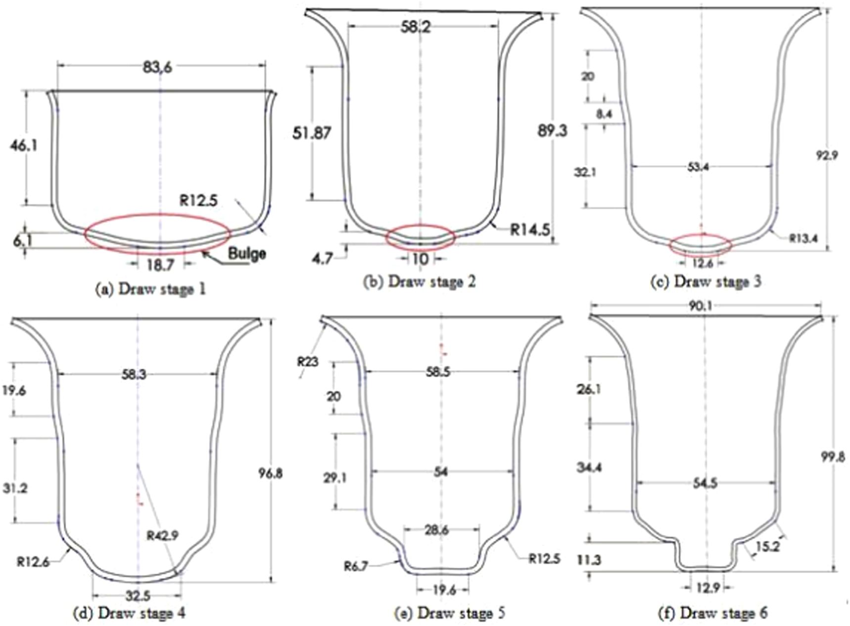 Multi-stage deep drawing process of axis-symmetric extra deep drawing ...