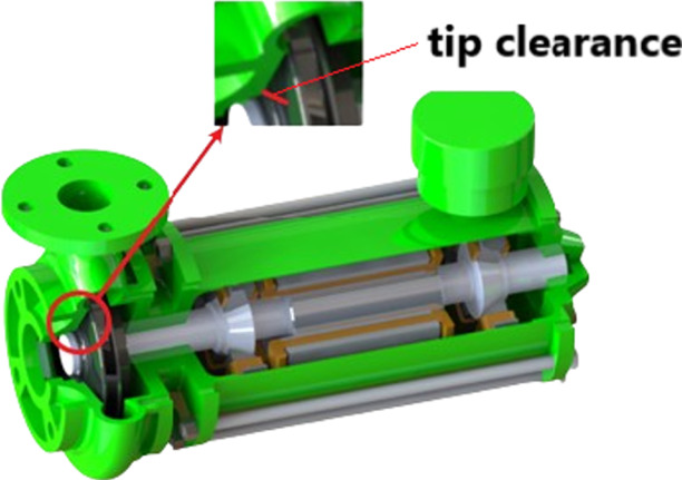 Tip clearance control in conical active magnetic bearing-driven ...